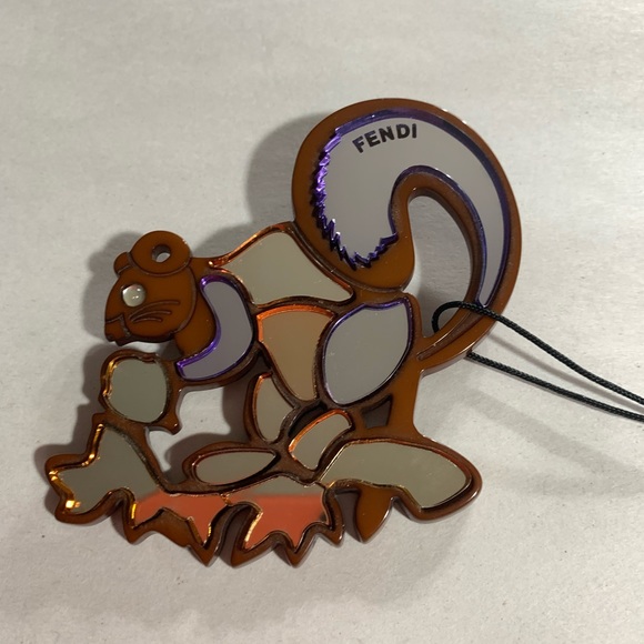 Fendi | Jewelry | Auth Fendi Mirrorresin Squirrel Broach | Poshmark